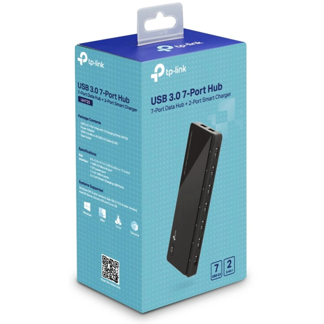 ICN.com : موزع USB 3.0 مزود بـ 7 منافذ بيانات USB 3.0 ومنفذي USB للشحن الذكي من TP-Link UH720