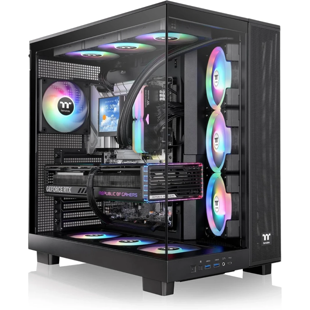 ICN.com : عرض Thermaltake View 380 XL TG ARGB Mid Tower PC ، 4x 120 مم ARGB Lite المُثبت مسبقًا ...