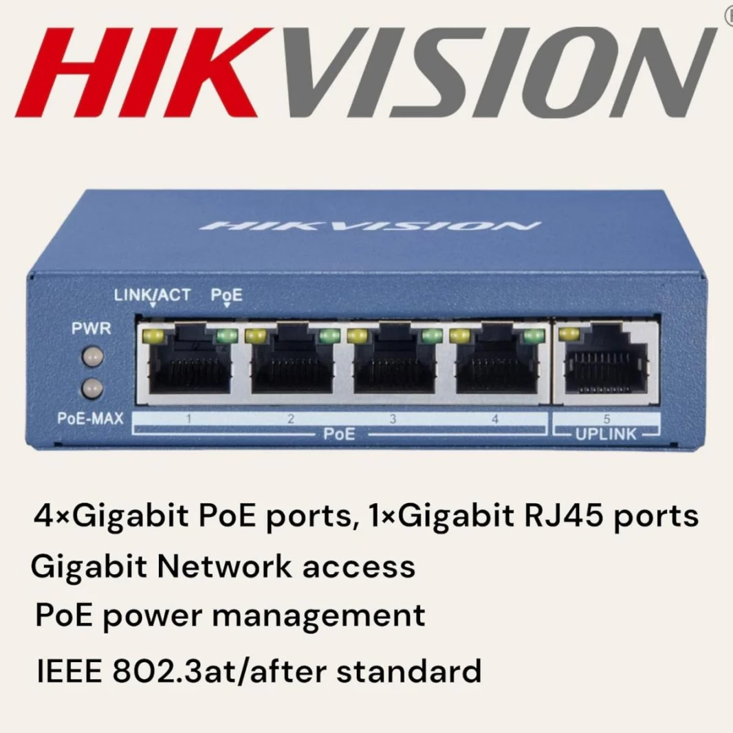 ICN.com : HIKVISION 4 Port Gigabit Unmanaged POE Switch DS-3E0505P-E/M